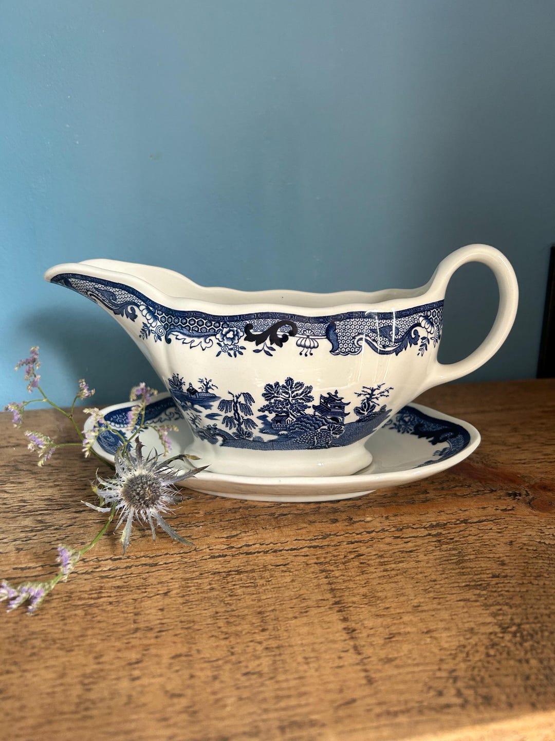 Masons Ironstone Willow Pattern Gravy Boat With Saucer - Etsy