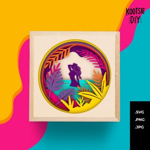 Tropical Shadow Box SVG for Cricut Silhouette 3d Layered - Etsy