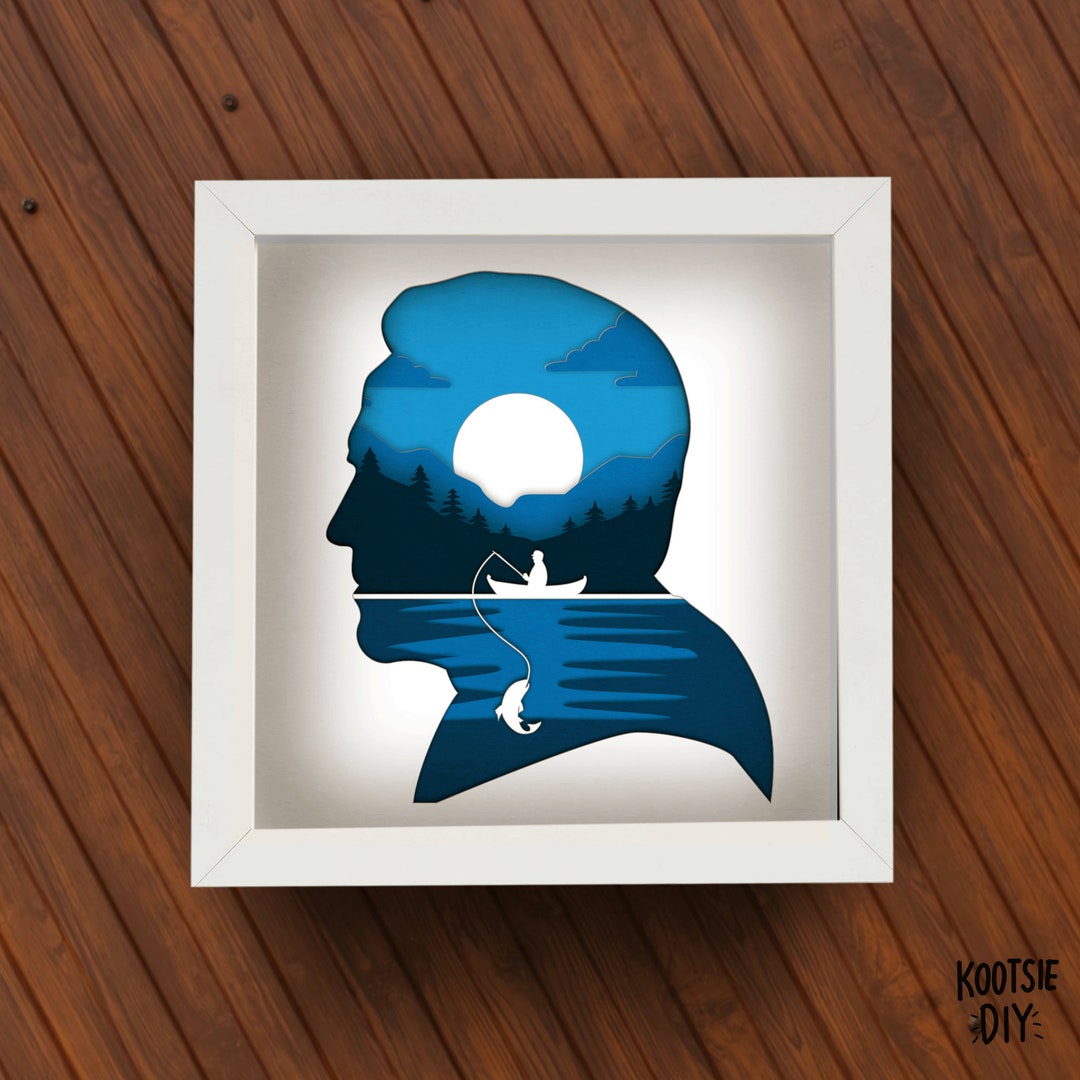 Fishing Shadow Box SVG for Cricut, Silhouette, Father 3d Layered ...