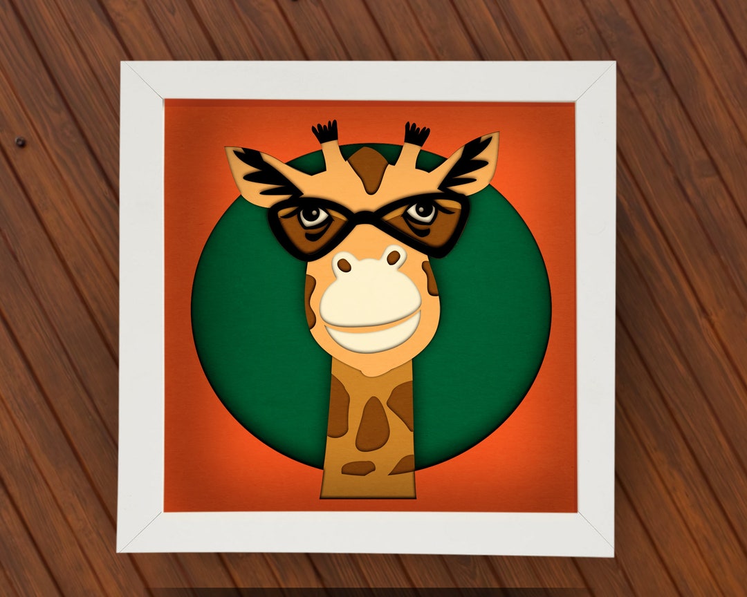 Ugly Giraffe Shadow Box SVG for Cricut, Silhouette, Animal 3d Layered ...
