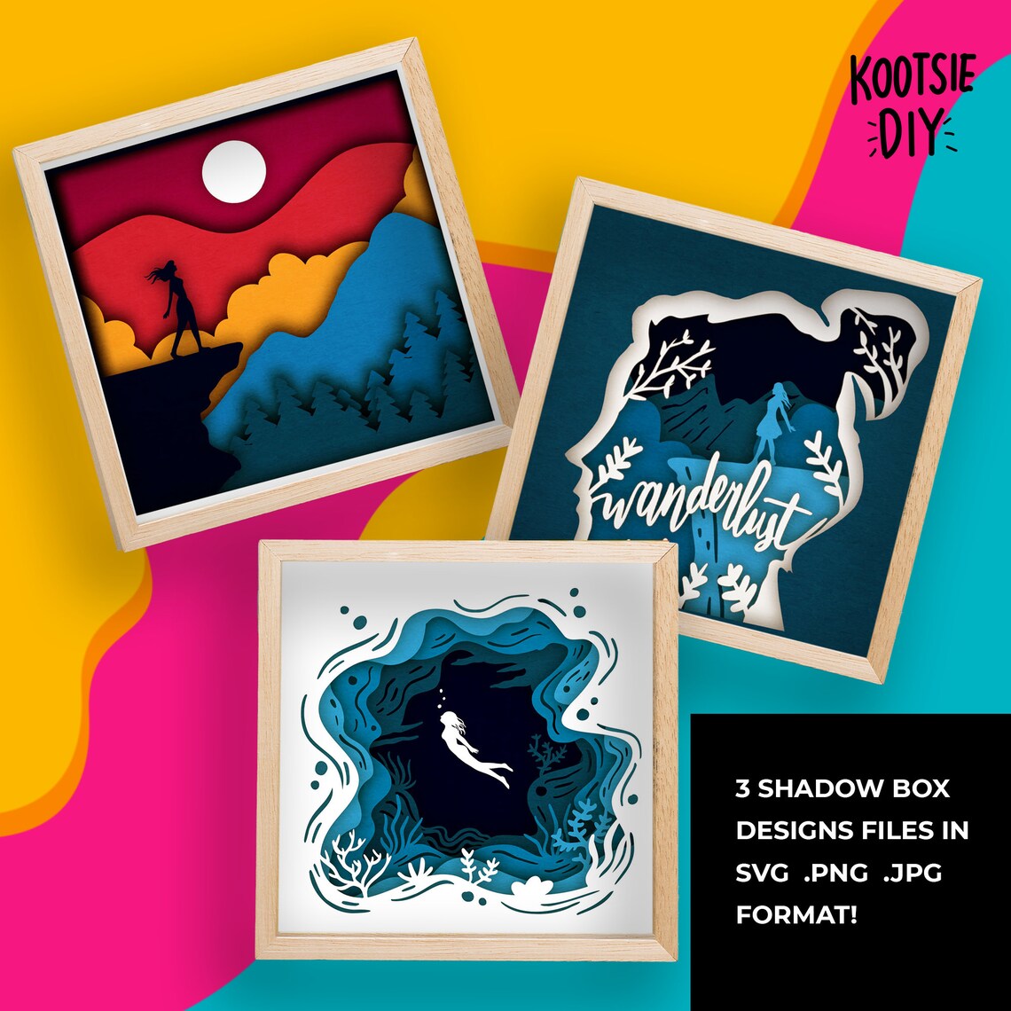 Woman Shadow Box Bundle SVG Template for Cricut Silhouette 3D - Etsy