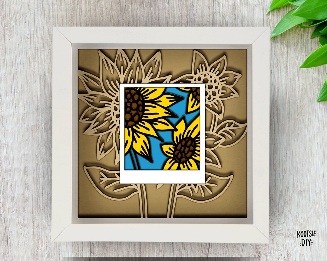3D Sunflower Shadow Box SVG for Cricut, Silhouette, Floral Layered ...