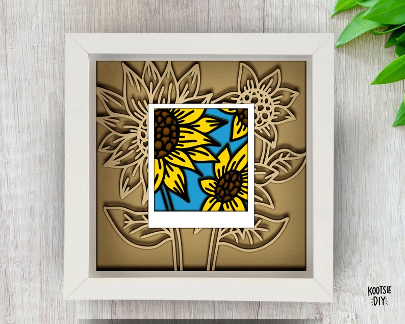 3D Sunflower Shadow Box SVG for Cricut Silhouette Floral | Etsy