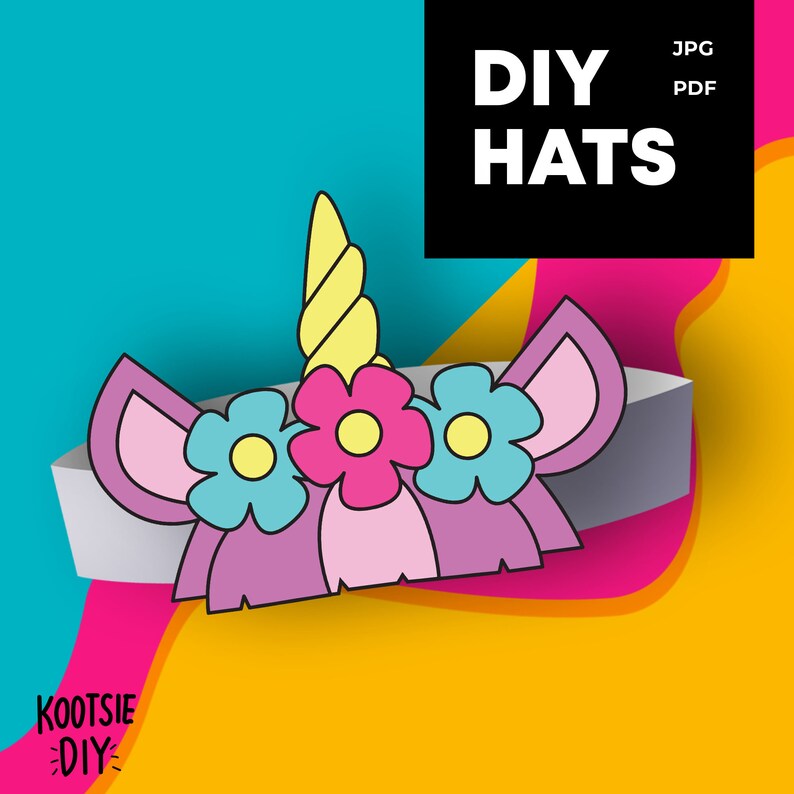 PRINTABLE Unicorn Party Hats for Kids Purple Unicorn Birthday - Etsy