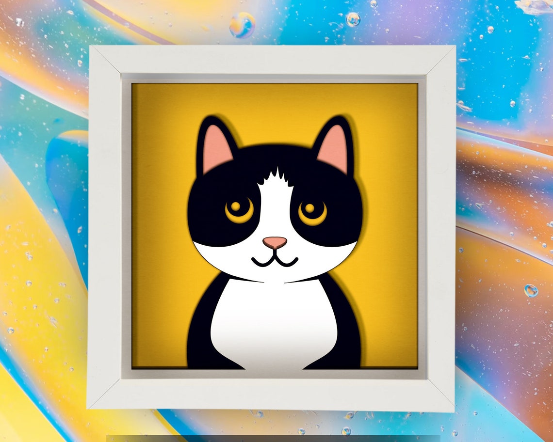3D Cat Shadow Box SVG for Cricut Silhouette Kitten 3d - Etsy