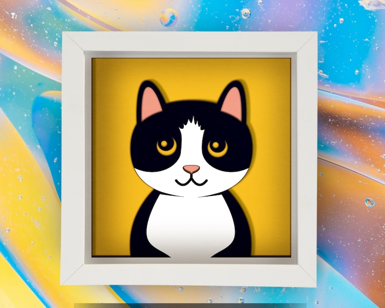 3D Cat Shadow Box SVG for Cricut, Silhouette, Kitten 3d Layered Mandala ...