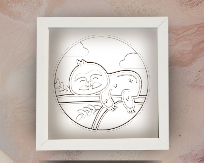 3D Sloth Shadow Box SVG for Cricut Silhouette Cute Sloth 3d - Etsy