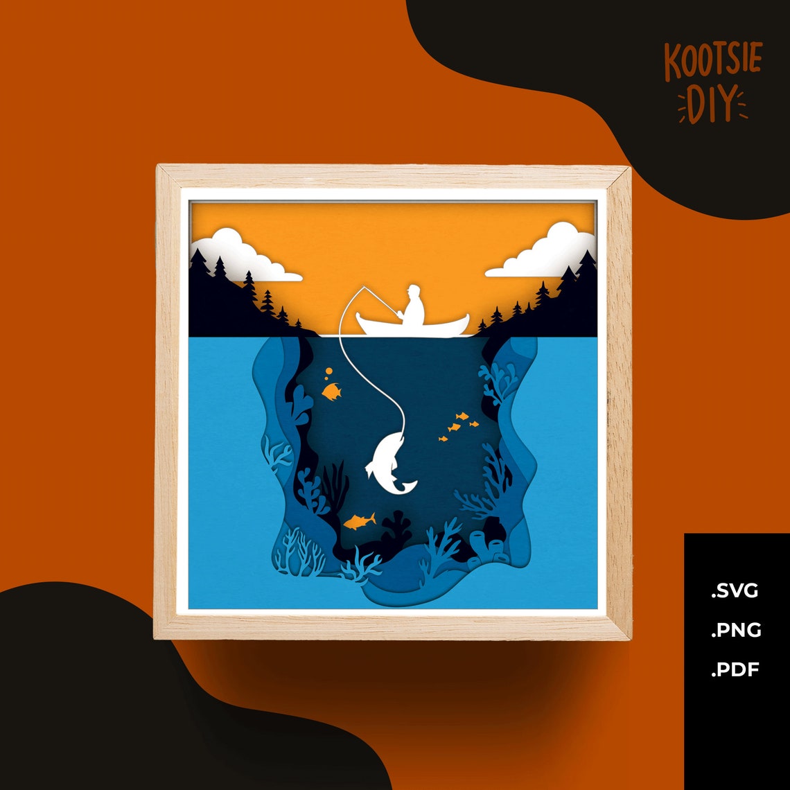 Fishing Shadow Box SVG for Cricut Silhouette Father 3d - Etsy