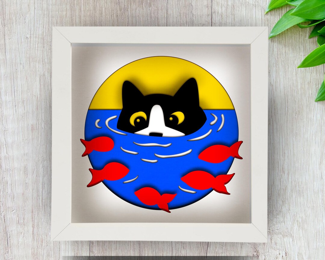 3D Layered Cat Shadow Box Svg for Cricut, Silhouette, Kitty 3d Layered ...