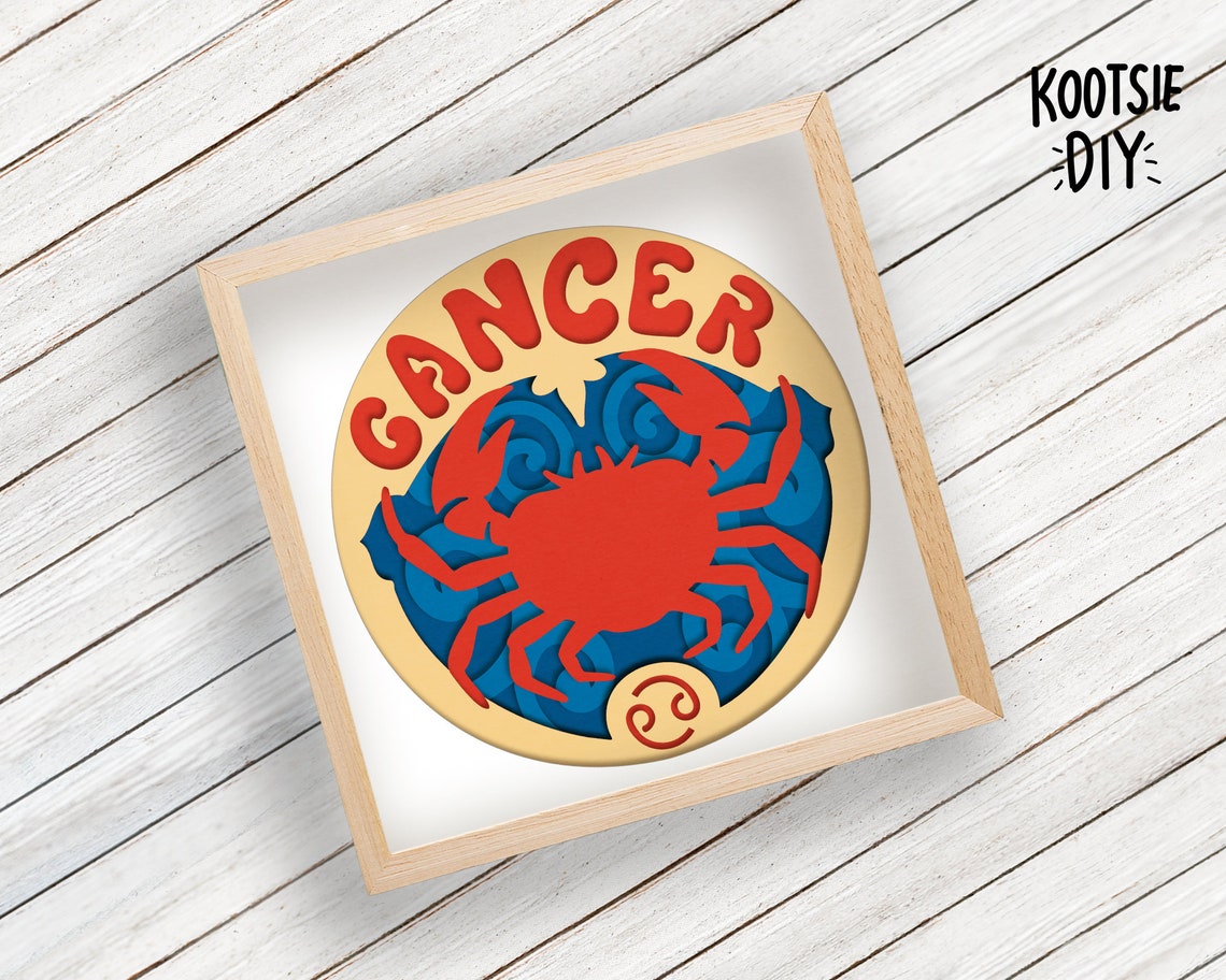 3D Cancer Zodiac Shadow Box SVG for Cricut, Silhouette, Cancer 3d ...
