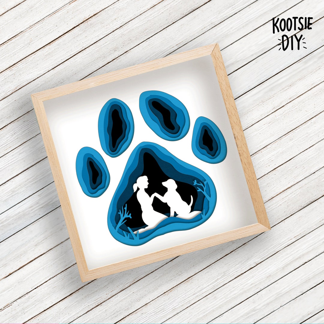 Dog Shadow Box SVG for Cricut Silhouette, Puppy Memorial Gift, Dog 3d ...