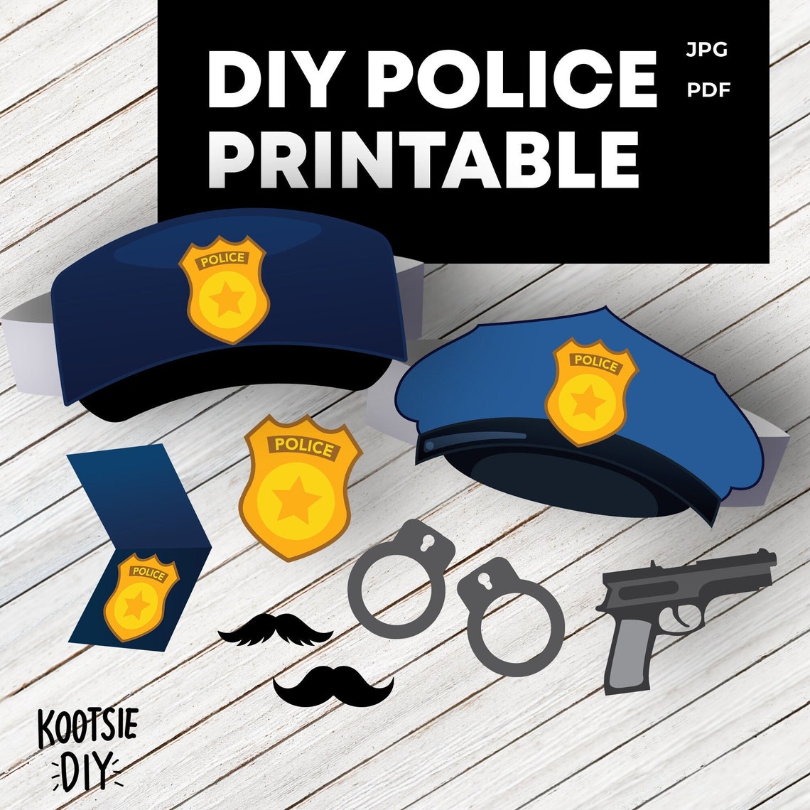 PRINTABLE Police Head Bands Badge Paper Gun Paper Crown - Etsy