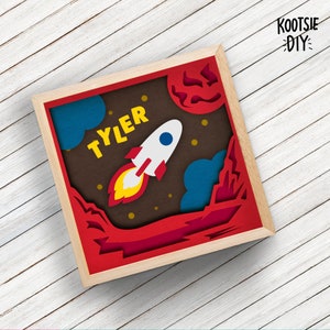 Space Rocket Shadow Box SVG for Cricut Silhouette, Galaxy Layered ...