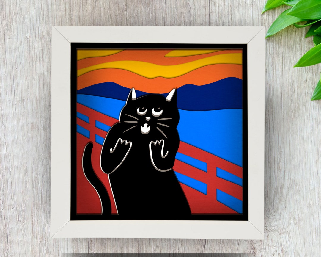 3D Layered Cat Shadow Box Svg for Cricut, Silhouette, Kitty 3d Layered ...