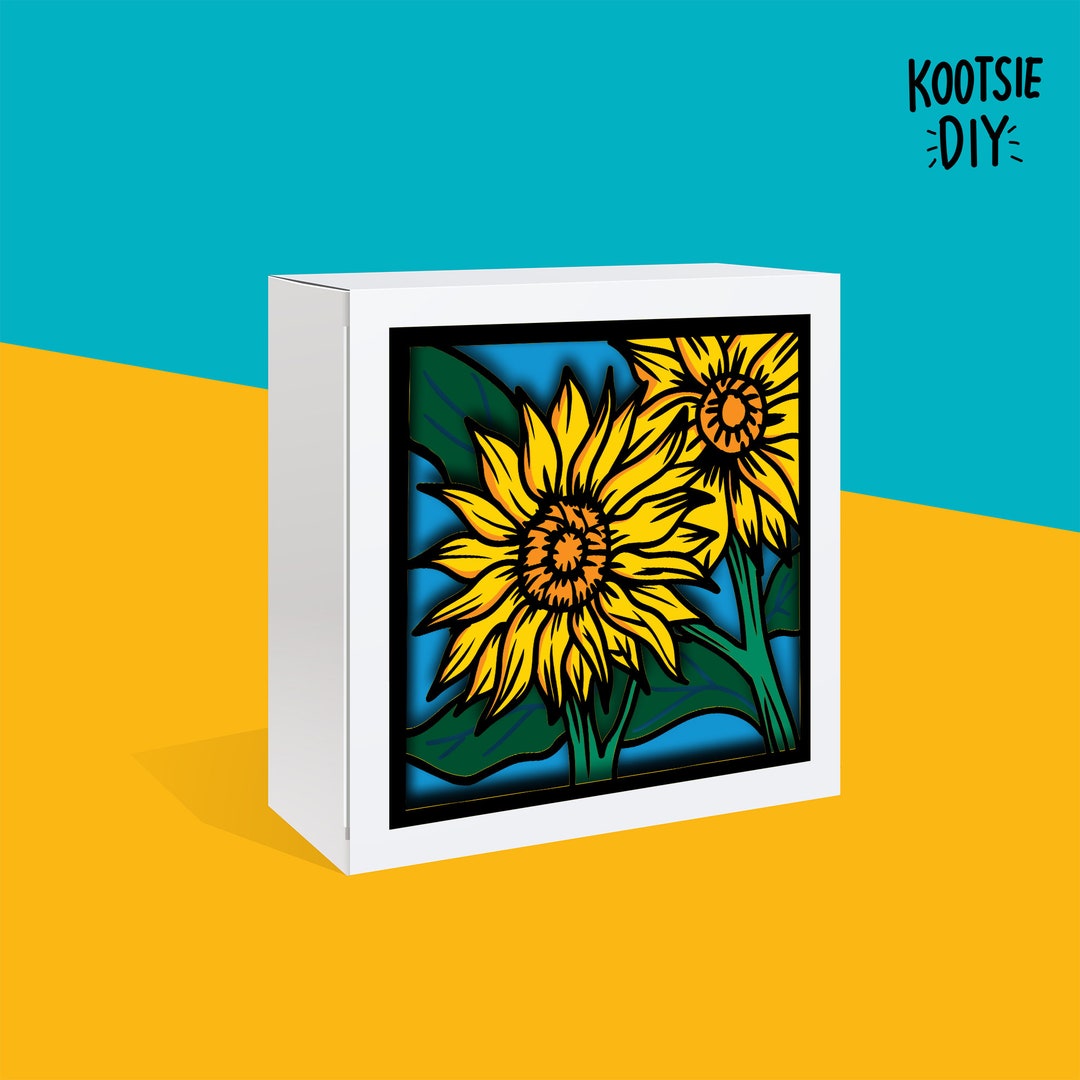 Sunflower Shadow Box SVG File for Cricut or Silhouette, Layered Mandala ...