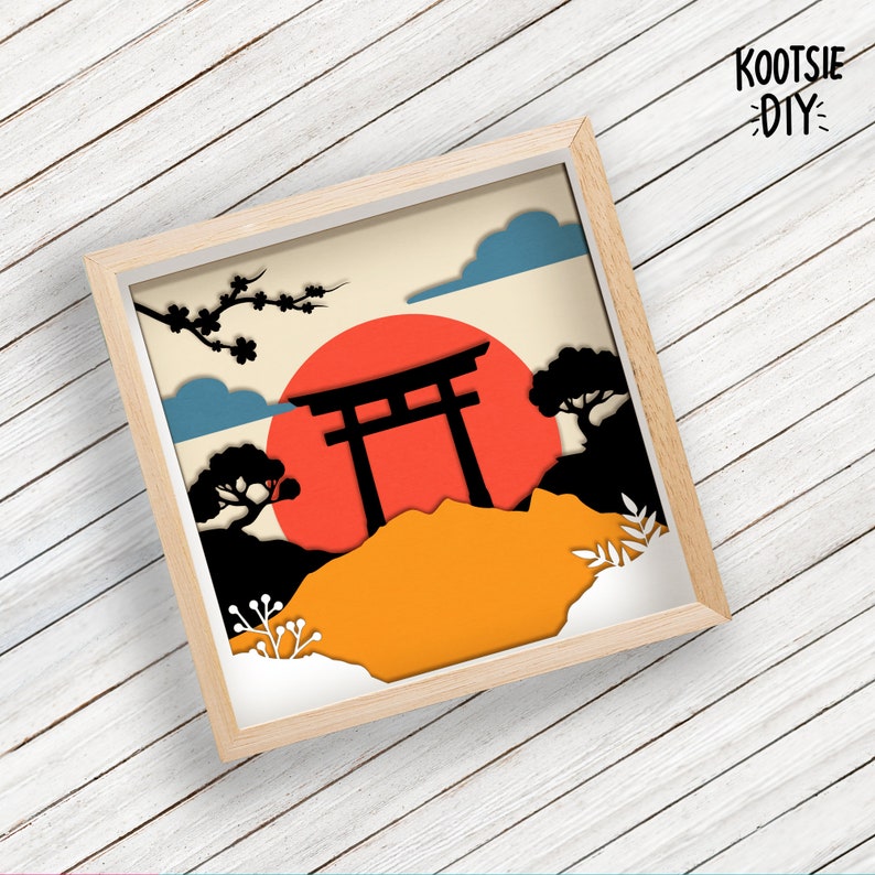 Osaka Japan Shadow Box SVG for Cricut Silhouette Oriental 3d | Etsy
