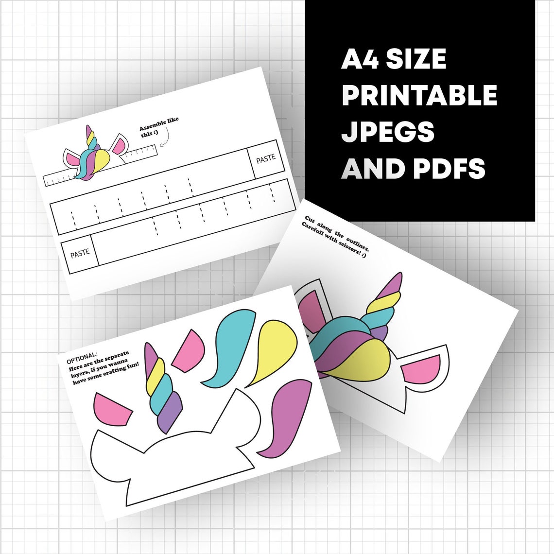 PRINTABLE Unicorn Party Hats for Kids Purple Unicorn Birthday - Etsy ...