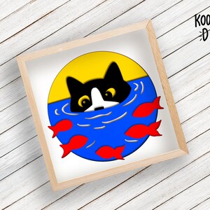 3D Layered Cat Shadow Box Svg for Cricut, Silhouette, Kitty 3d Layered ...
