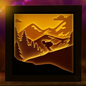 3D Ski Shadow Box SVG for Cricut, Silhouette, Winter 3d Layered Mandala ...