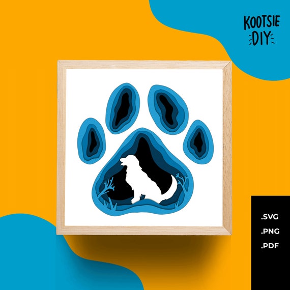 Dog Shadow Box Memorial SVG for Cricut Silhouette 3d Layered | Etsy