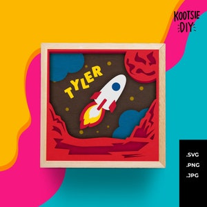 Space Rocket Shadow Box SVG for Cricut Silhouette, Galaxy Layered ...