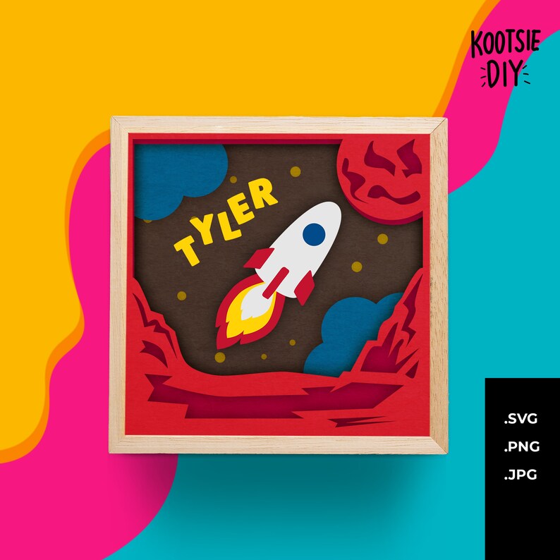Space Rocket Shadow Box SVG for Cricut Silhouette Galaxy - Etsy