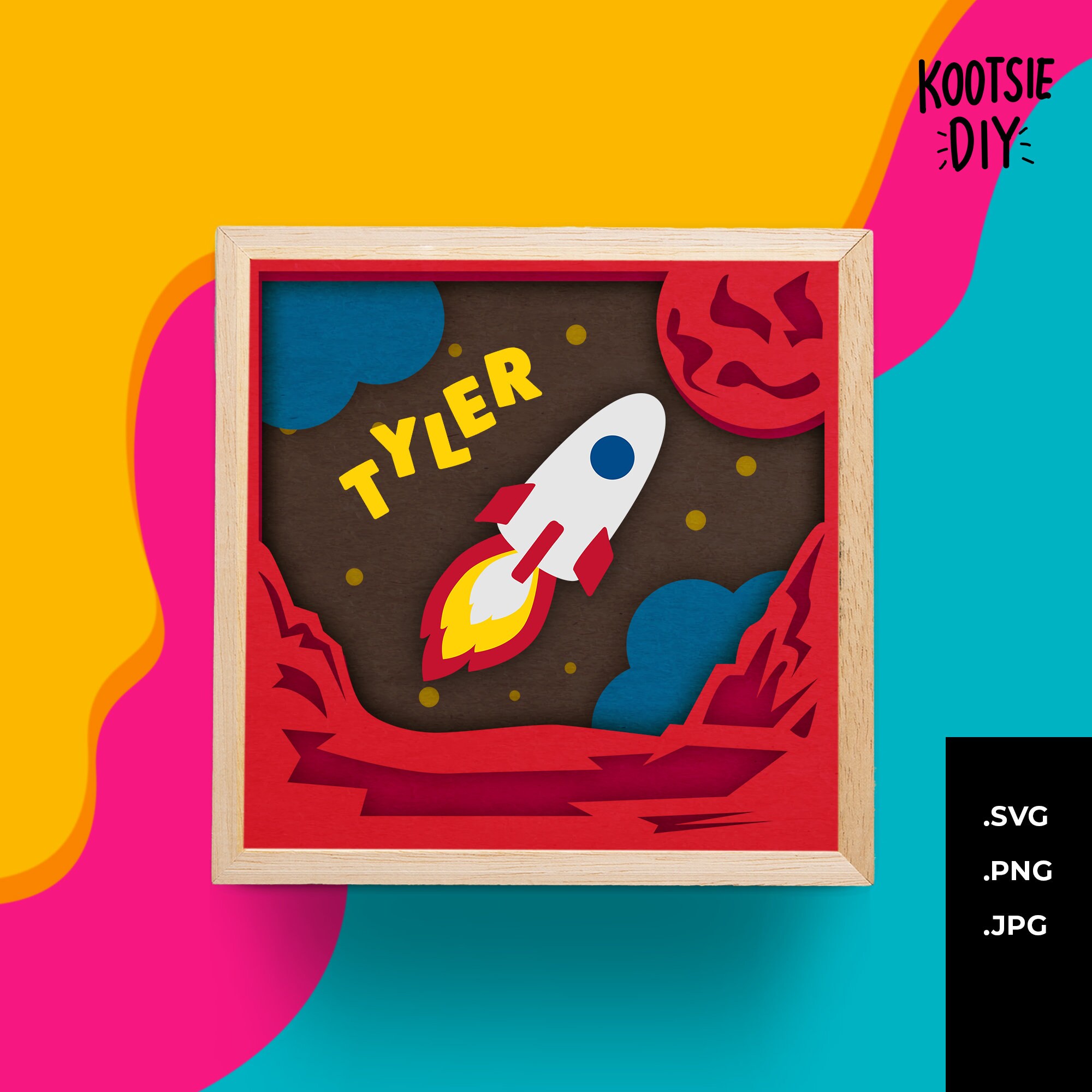 Space Rocket Shadow Box SVG for Cricut Silhouette Galaxy - Etsy UK