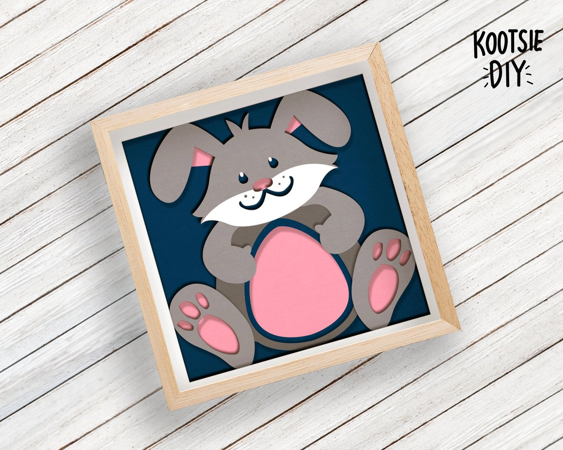 3D Rabbit Shadow Box Layered SVG for Cricut Silhouette 3D - Etsy