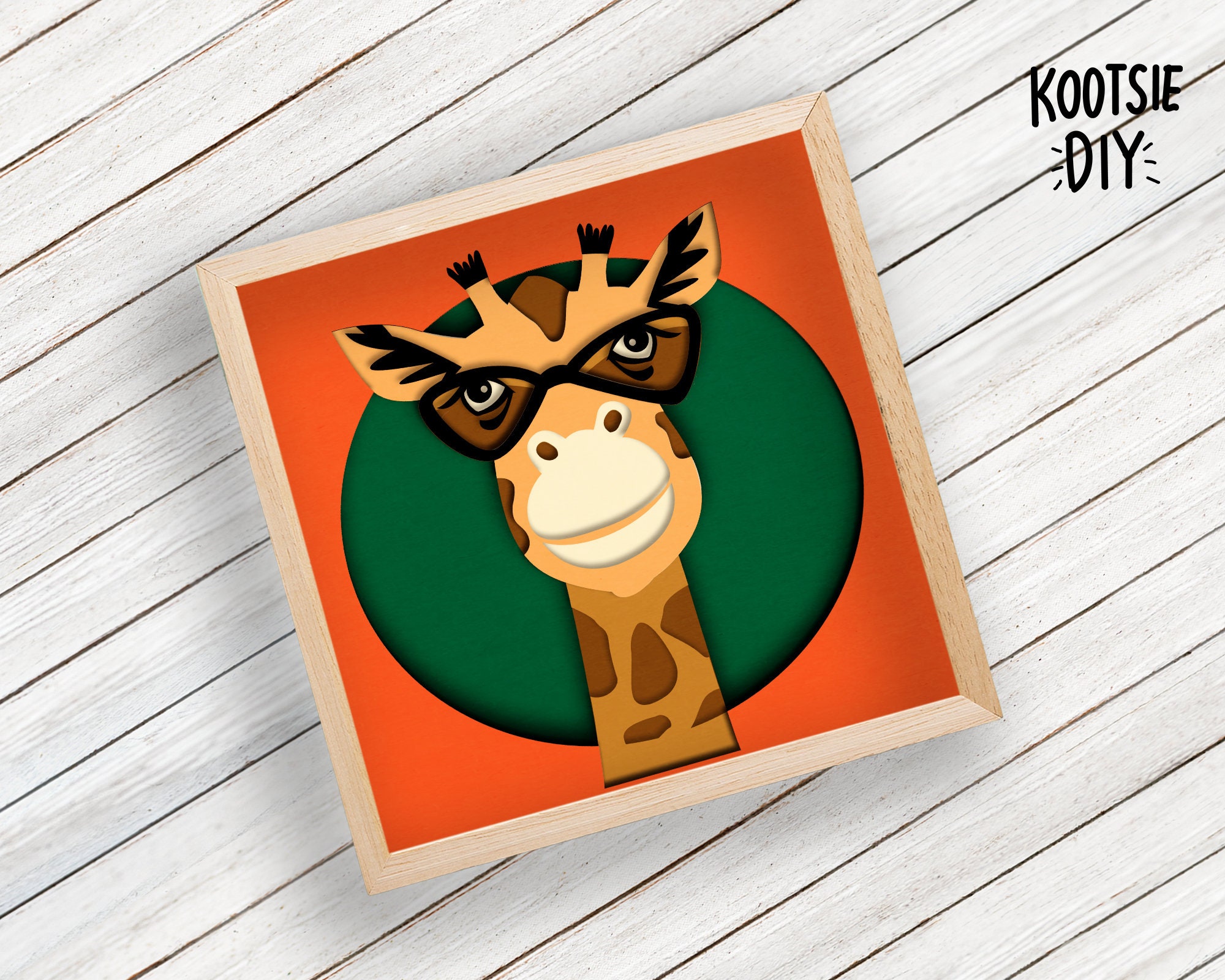 Ugly Giraffe Shadow Box SVG for Cricut, Silhouette, Animal 3d Layered ...