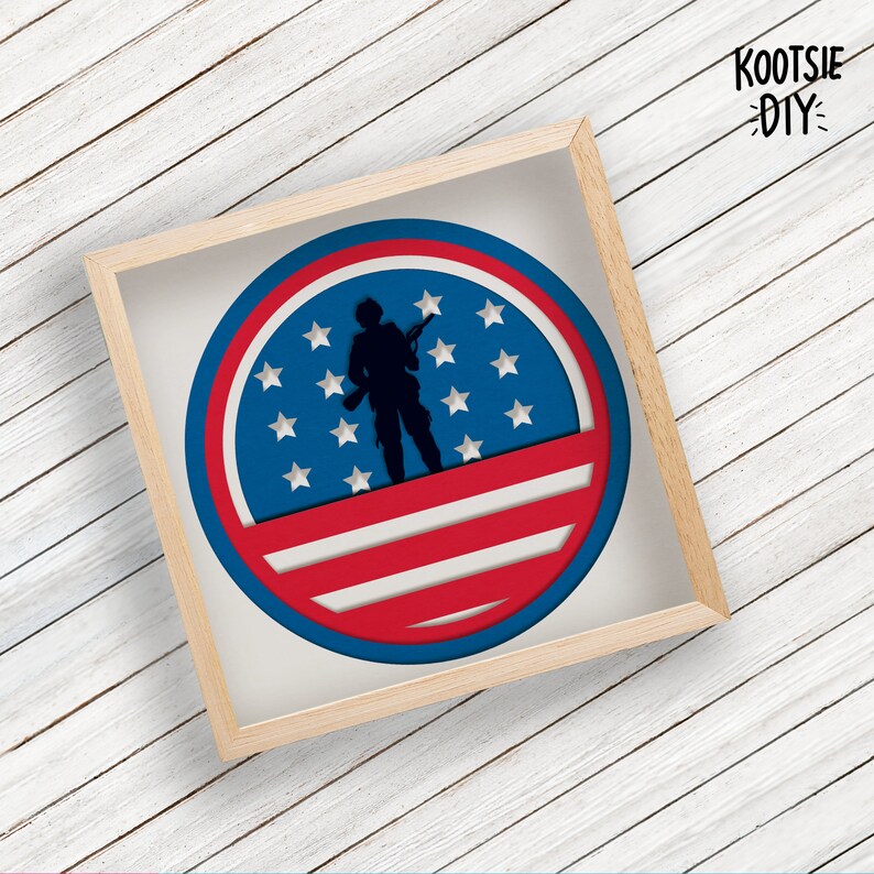 Army Lightbox SVG, Military Shadow Box, Soldier Layered SVG, War 3d ...