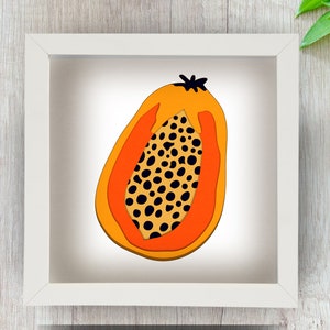 3D Papaya SVG Shadow Box for Cricut, Silhouette, Tropical Fruit Layered ...