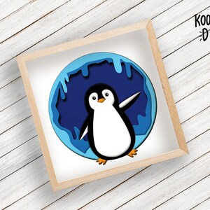 Penguin Layer Shadow Box SVG for Cricut, Silhouette, Cute Penguin Layer ...