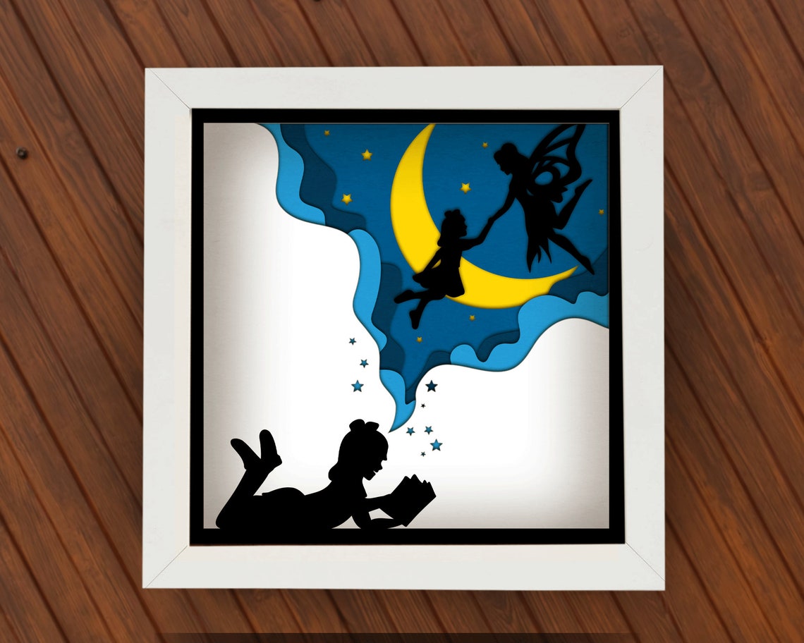 3D Fairy Shadow Box Svg for Cricut Silhouette Moon 3d Layered - Etsy