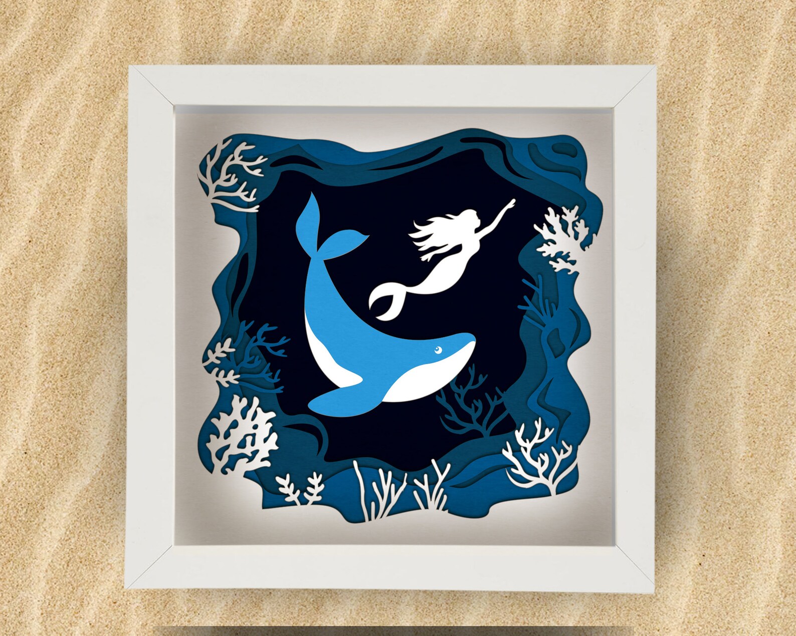 Whale Shadow Box SVG for Cricut Silhouette Underwater 3d - Etsy