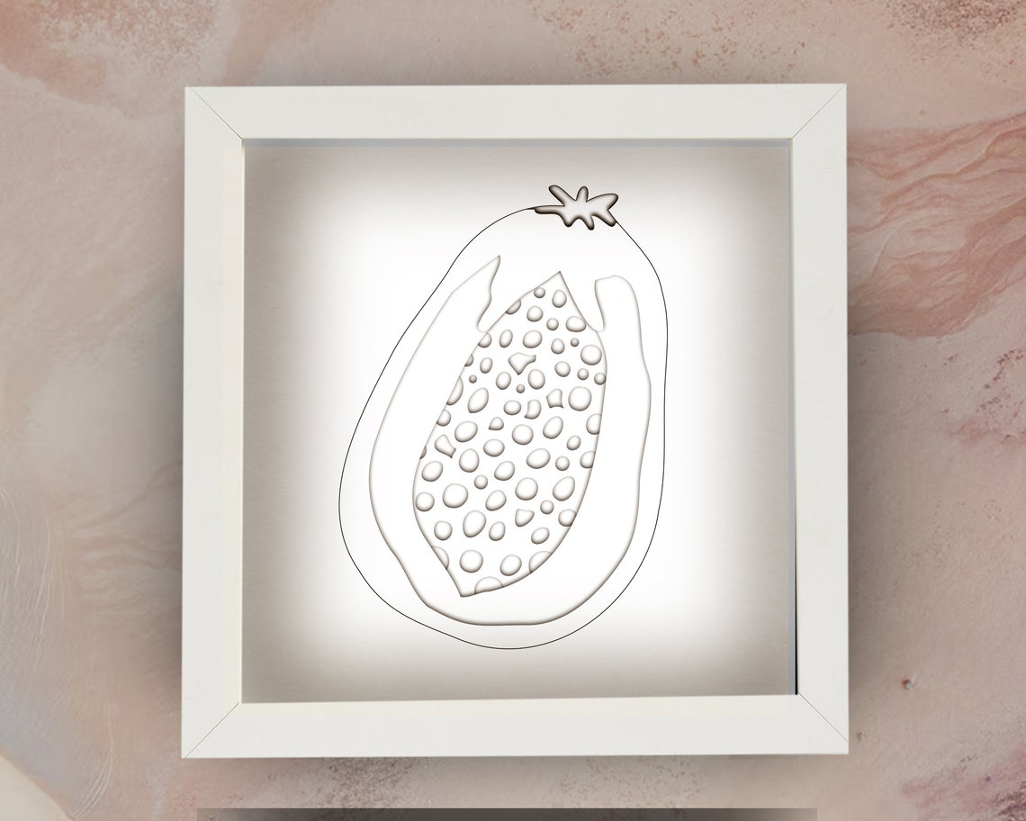 3D Papaya SVG Shadow Box for Cricut Silhouette Tropical - Etsy