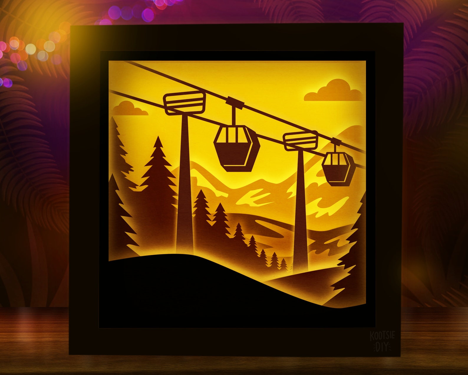 Ski Shadow Box SVG for Cricut, Silhouette, Cable Car 3d Layered Mandala ...