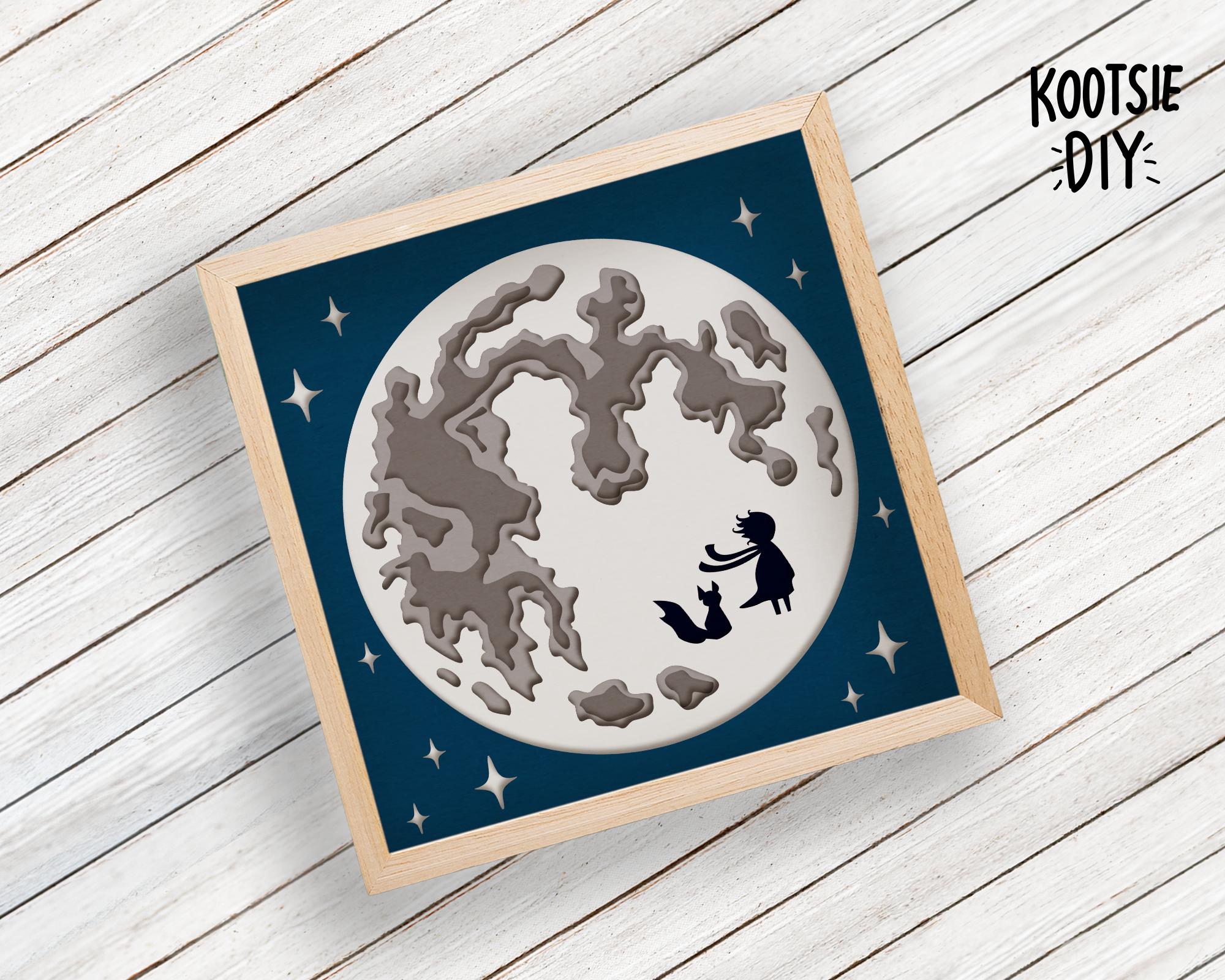 Moon 3D SVG Shadow Box Template for Cricut | DIY Paper Cut Light Box ...