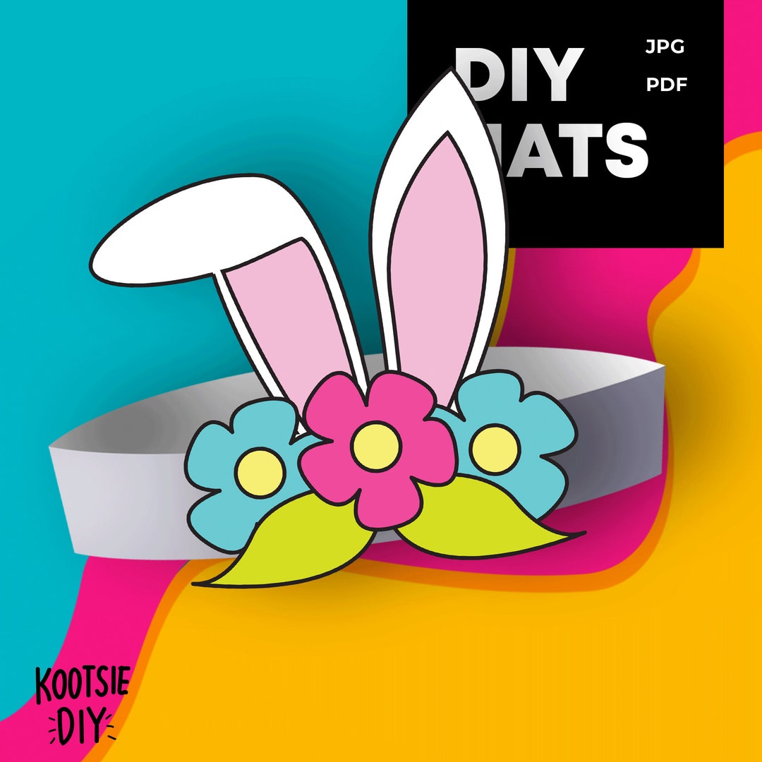 PRINTABLE Rabbit Ears Party Hats for Kids, Bunny Paper Crowns, Easter ...