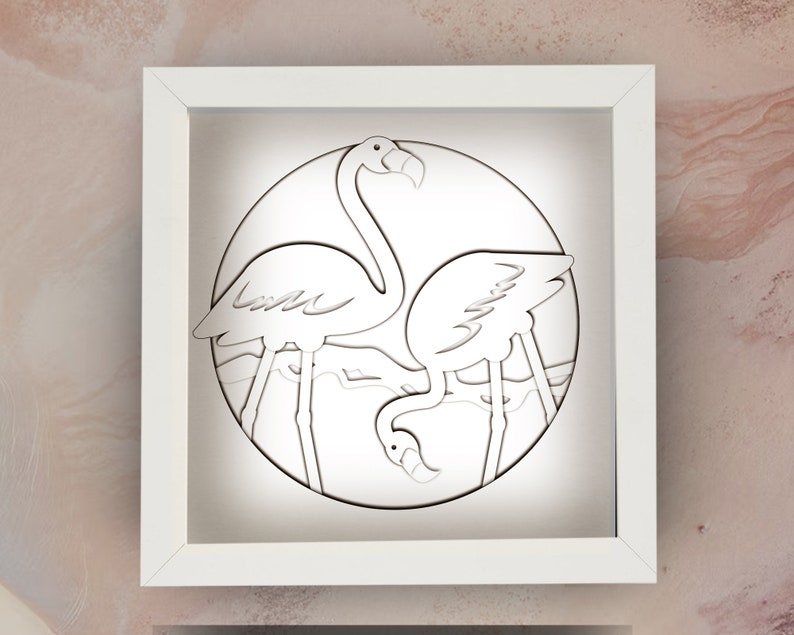 3D Flamingo Shadow Box SVG for Cricut Silhouette Bird 3d - Etsy