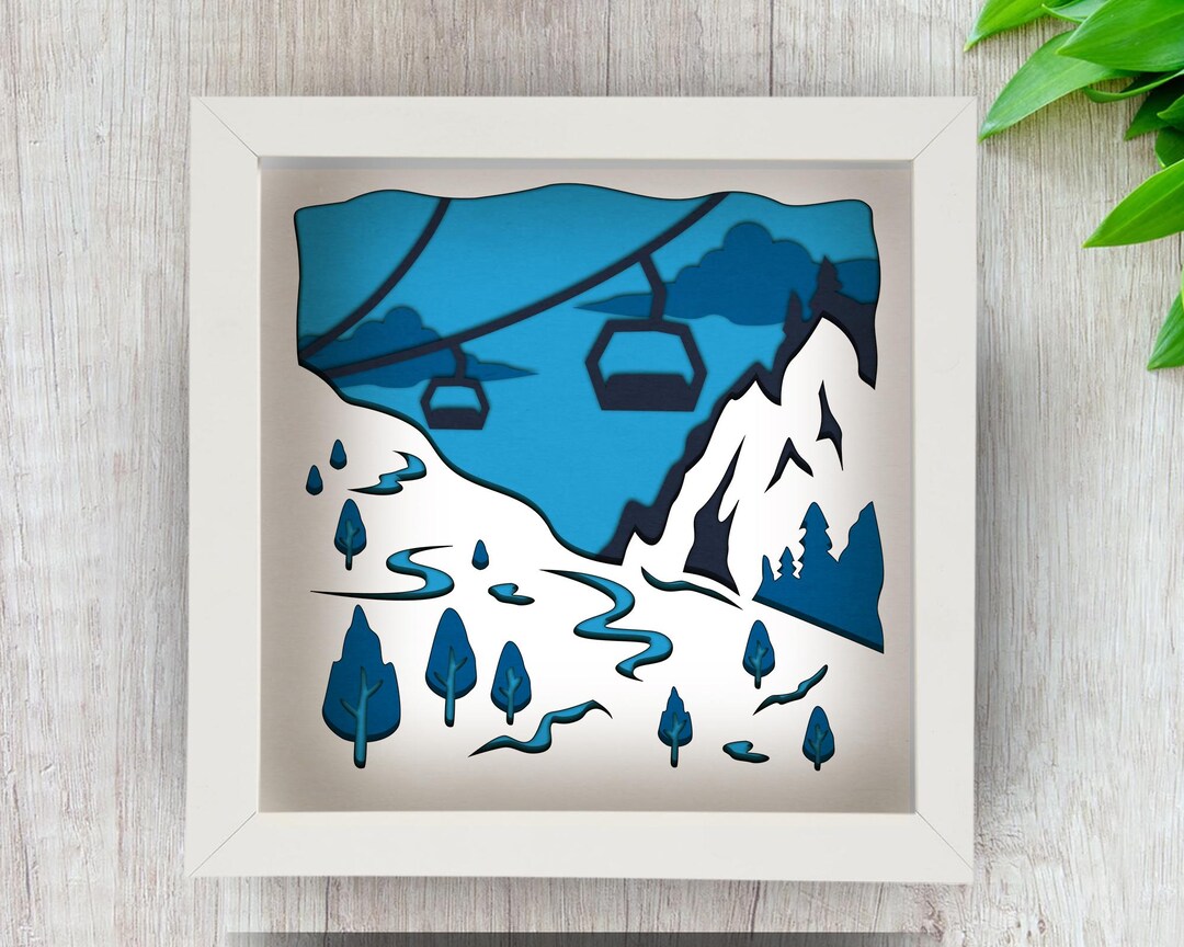 3D Ski Shadow Box SVG for Cricut, Silhouette, Snow 3d Layered Mandala ...