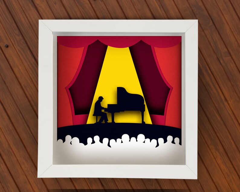 3D Piano Shadow Box SVG for Cricut Silhouette Pianist 3d - Etsy