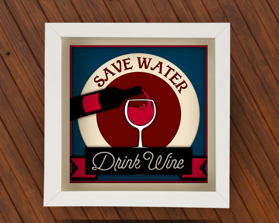 Layered 3D Wine SVG Shadow Box for Cricut, Silhouette, Wine Layered ...