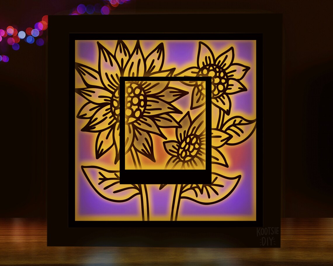 3D Sunflower Shadow Box SVG for Cricut Silhouette Floral | Etsy