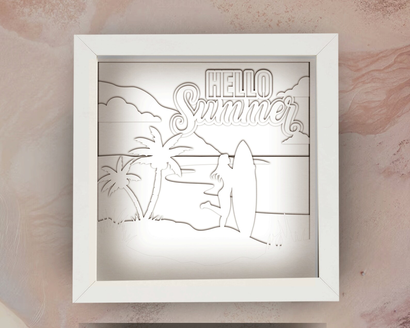 Beach Shadow Box SVG for Cricut Silhouette Summer 3d Layered - Etsy