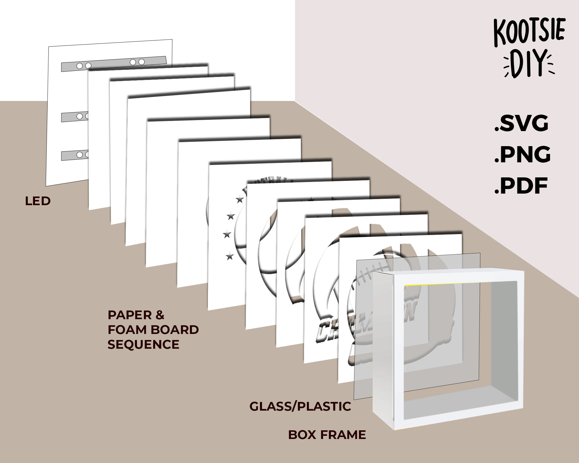 American Football Shadow Box SVG for Cricut Silhouette - Etsy