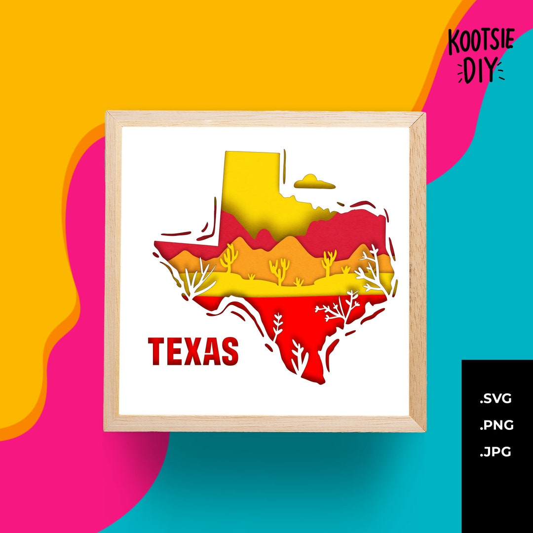Texas 3D Shadow Box SVG, Layered Paper Cut Template for Cricut, Lone ...