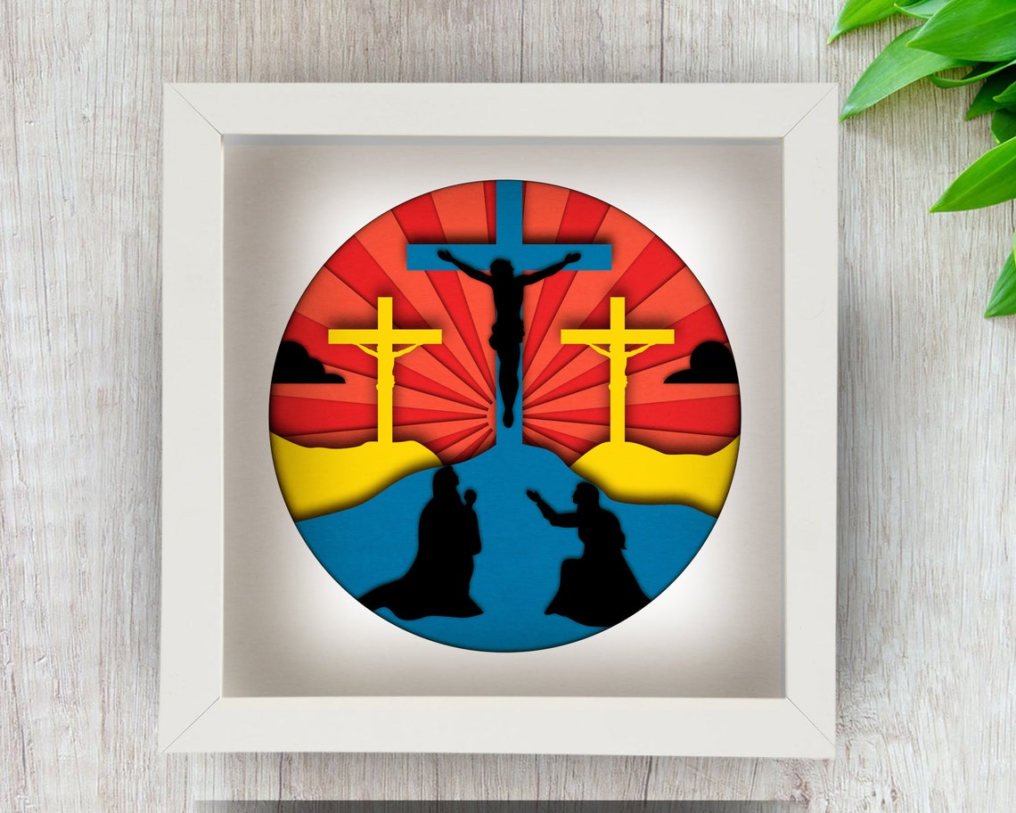 Jesus Shadow Box Template SVG for Cricut Lightbox 3d Crucifix - Etsy UK