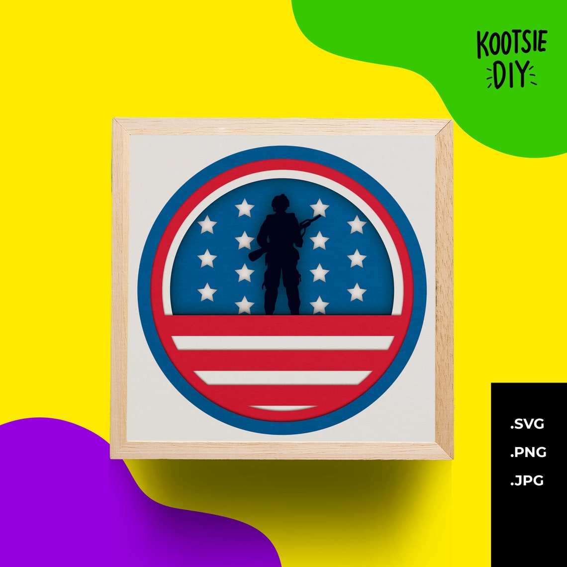 Army Lightbox SVG, Military Shadow Box, Soldier Layered SVG, War 3d ...