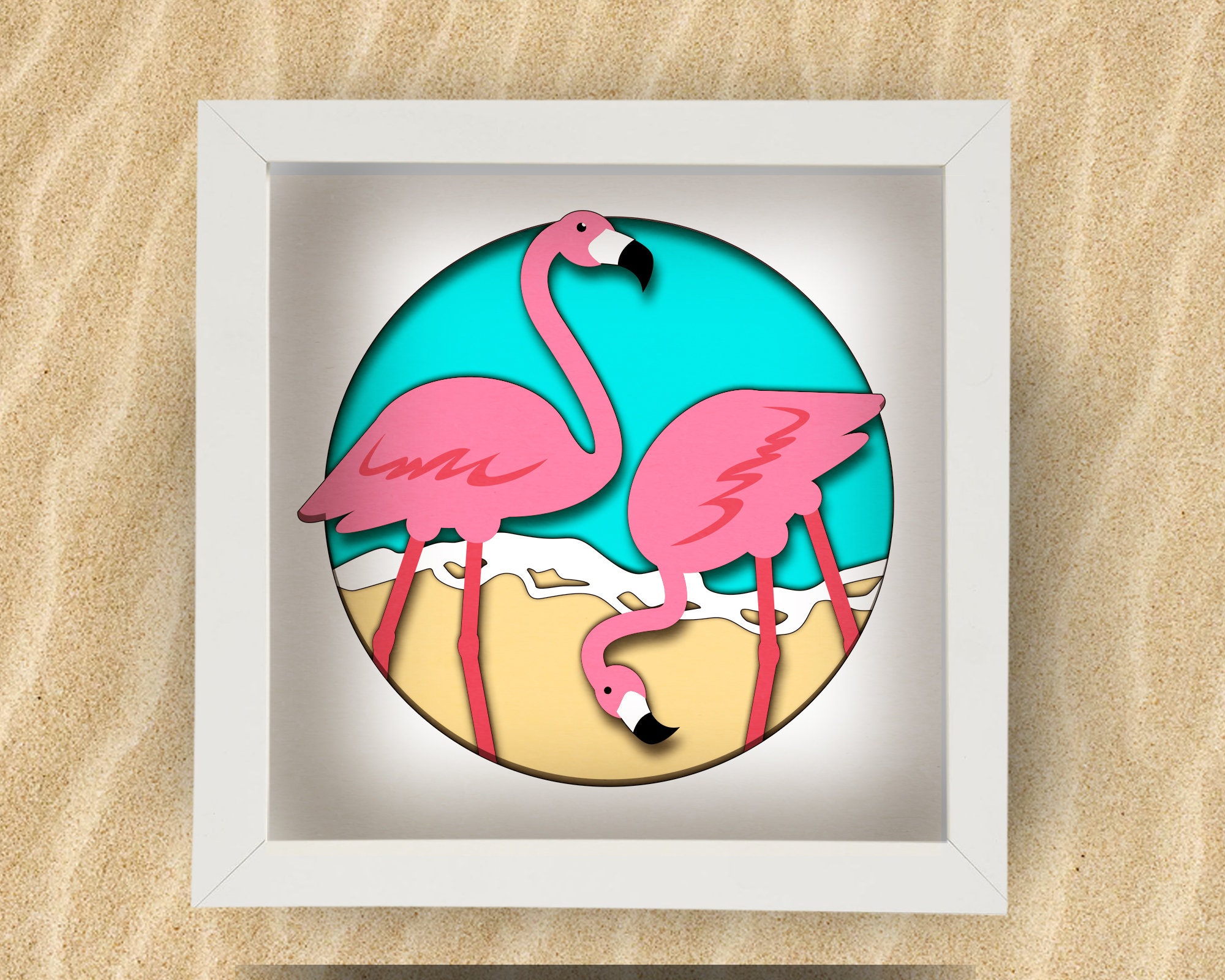 3D Flamingo Shadow Box SVG for Cricut Silhouette Bird 3d - Etsy