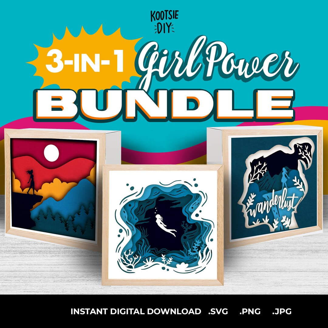 Woman Shadow Box Bundle SVG Template for Cricut Silhouette, 3D Layered ...